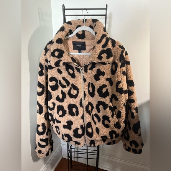 Forever 21 | Jackets & Coats | Cheetah Print Fuzzy Plus Sized Jacket ...